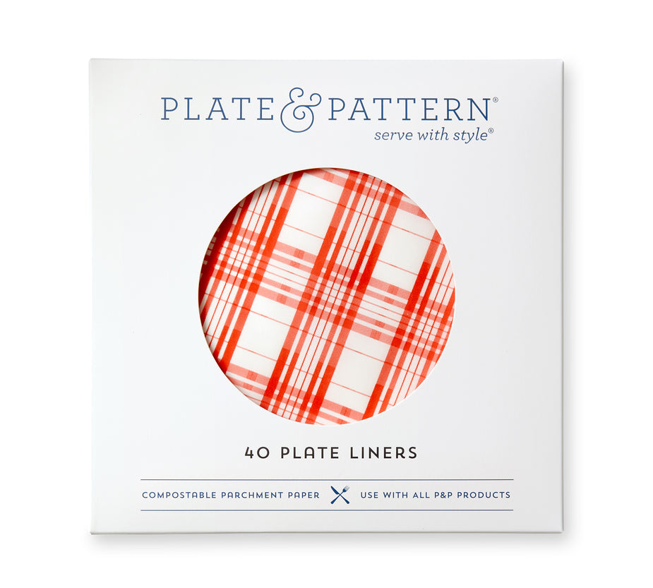 "Red Plaid" preformed plate liners – Plate & Pattern