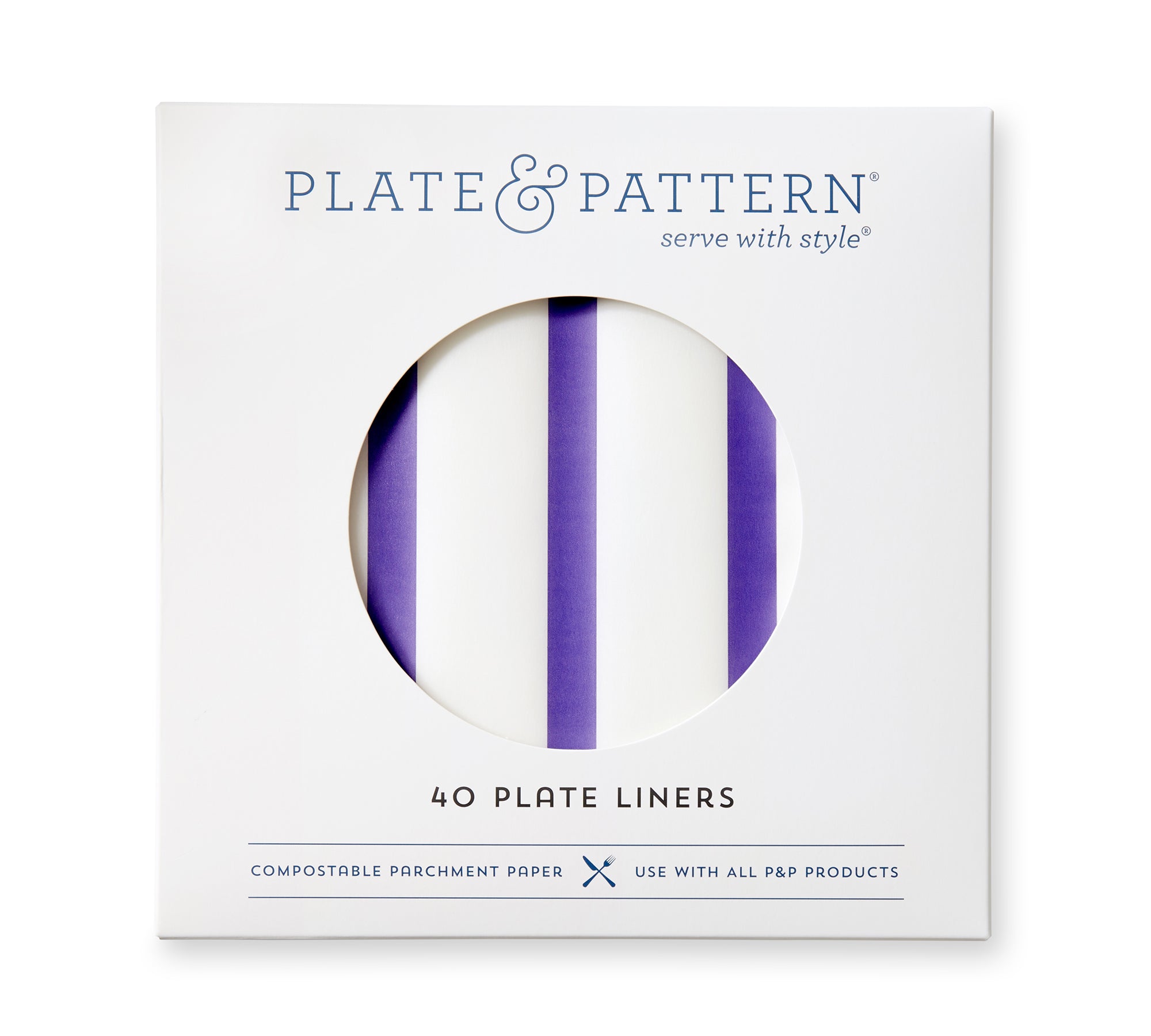 "Go Team Purple" pre-formed plate liners – Plate & Pattern