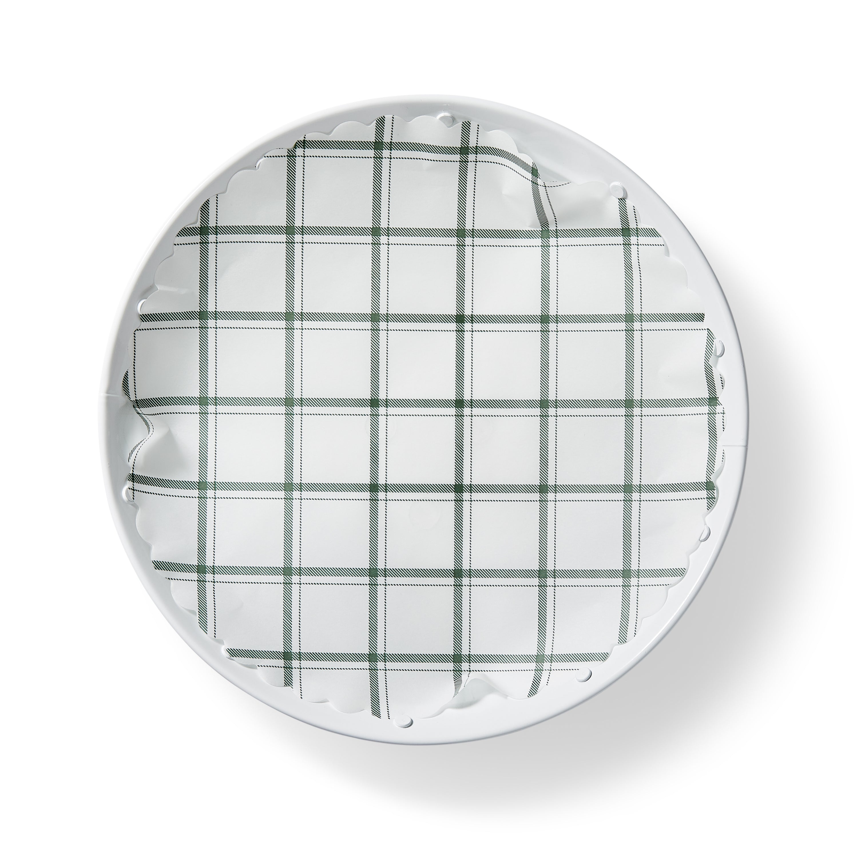 "Tahoe Pine" green plaid flat plate liners – Plate & Pattern